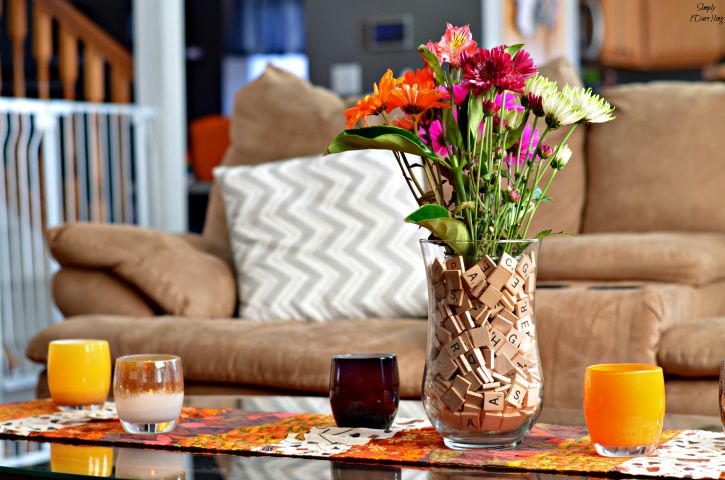 Scrabble Vase Centerpiece