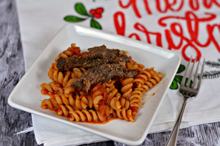 Carne Asada with Red Sauce Pasta